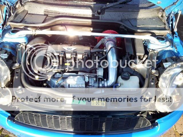 R56 strut brace chrome JCW and HKS intake | MiniTorque.com